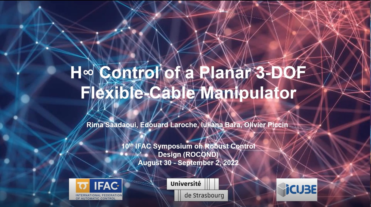 H∞ Control Of A Planar 3 Dof Flexible Cable